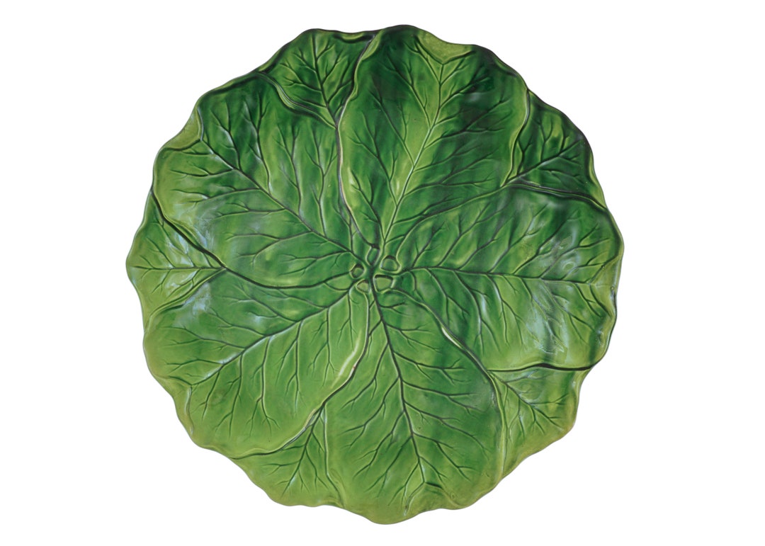 Antique Minton Arts & Crafts Majolica Green Leaf Platter Large Colorful ...