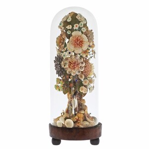Shellwork Flowers Parlor Dome Conchological Arrangement Victorian ...