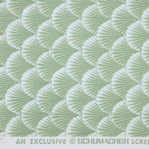 Schumacher Neptune Screen Print Fabric Sage Green White Designer Trade ...