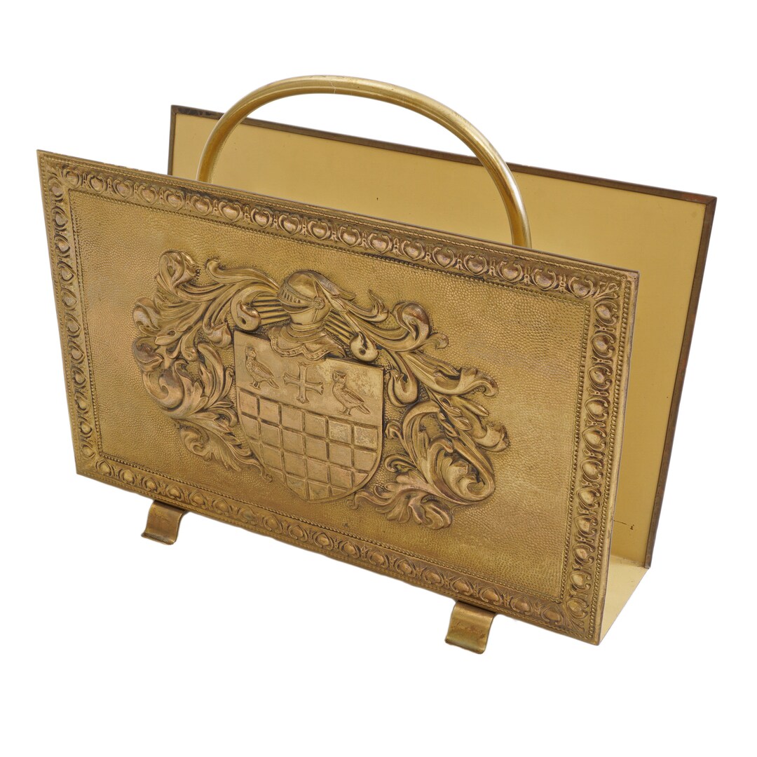 Magazine Rack Knight Shield English Country Decor Vintage Gift Reader ...