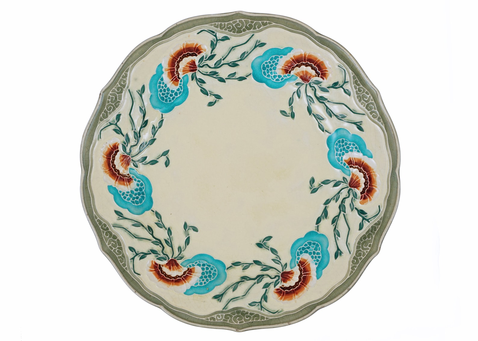 Pair Minton Secessionist Ware Art Nouveau Glazed Majolica Ivory Ground ...
