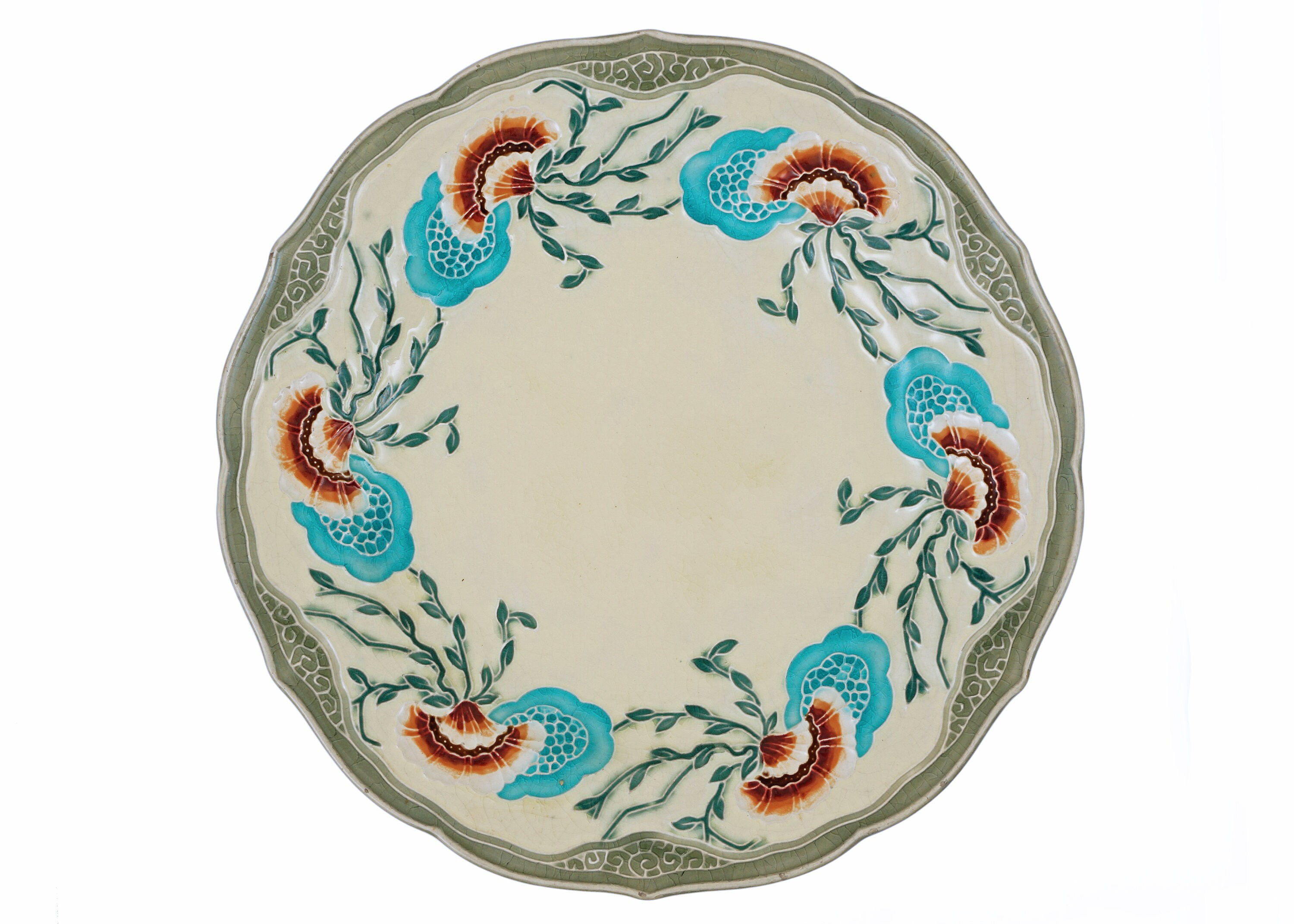 Pair Minton Secessionist Ware Art Nouveau Glazed Majolica Ivory Ground ...
