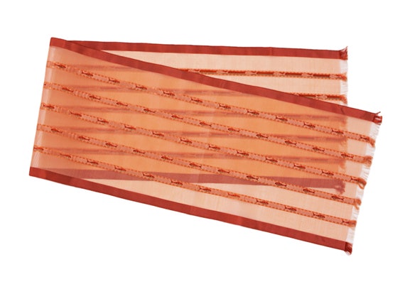 Orange Gold Long Scarf Sheer Stripes Fish - Gem