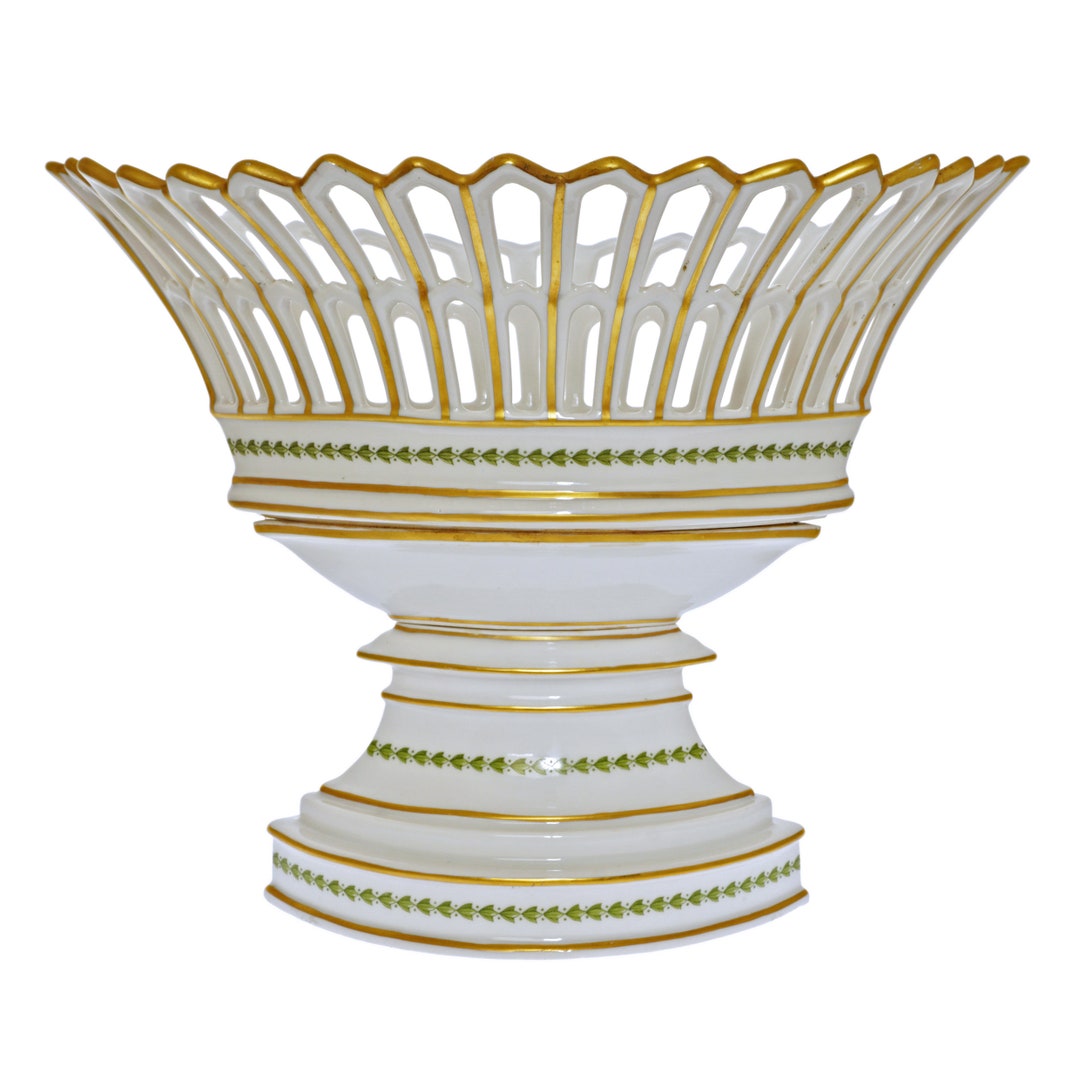 Pierced Porcelain Tazza French Reticulated Centerpiece Bowl Neoclassic ...