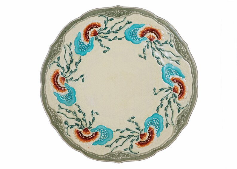 Pair Minton Secessionist Ware Art Nouveau Glazed Majolica Ivory Ground ...