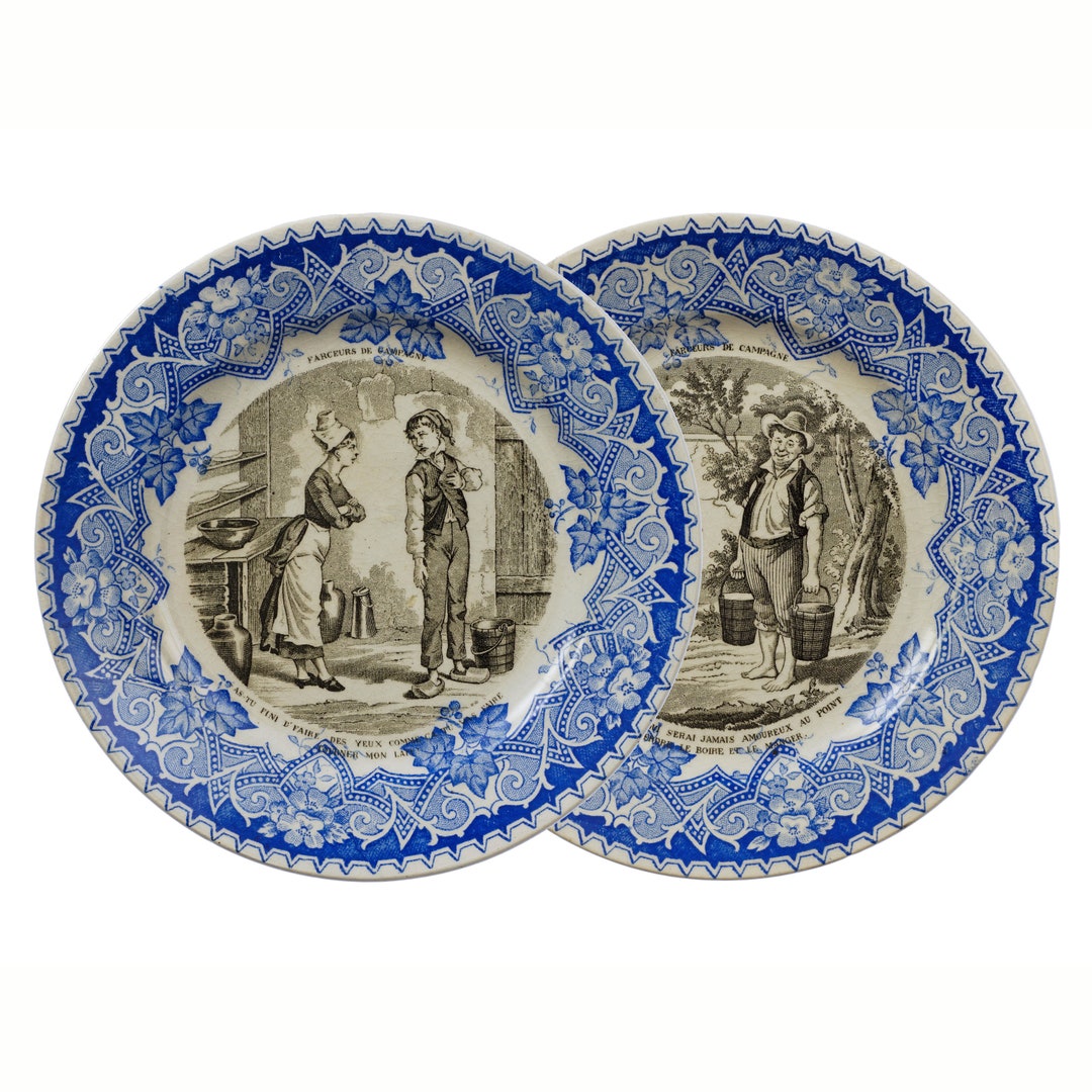 Luneville Faience Talking Plates French Country Decor Farmhouse Kitchen ...