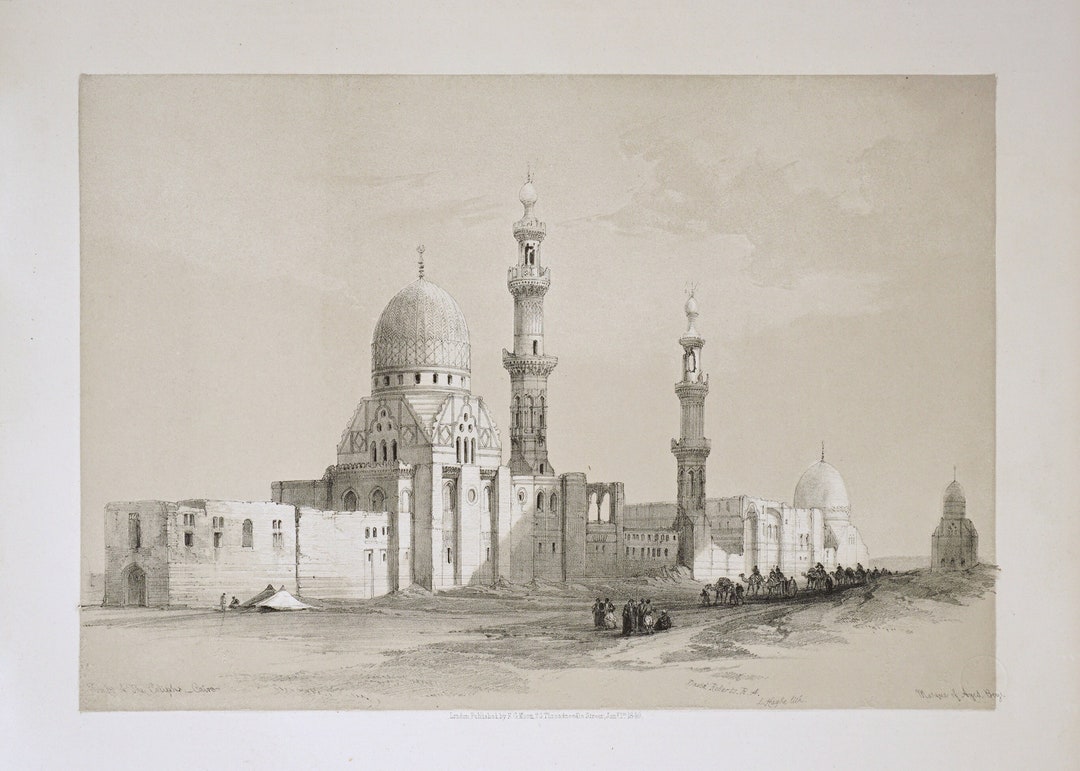 Cairo Mosque Lithograph, David Roberts, Antique Egypt Wall Art - Etsy