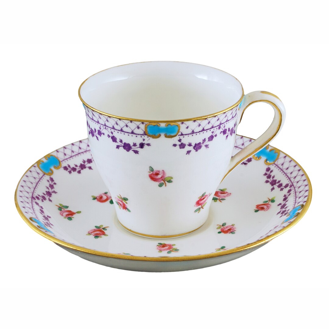 Minton Antique Cup Saucer Turquoise Enamel Gift Collector English ...