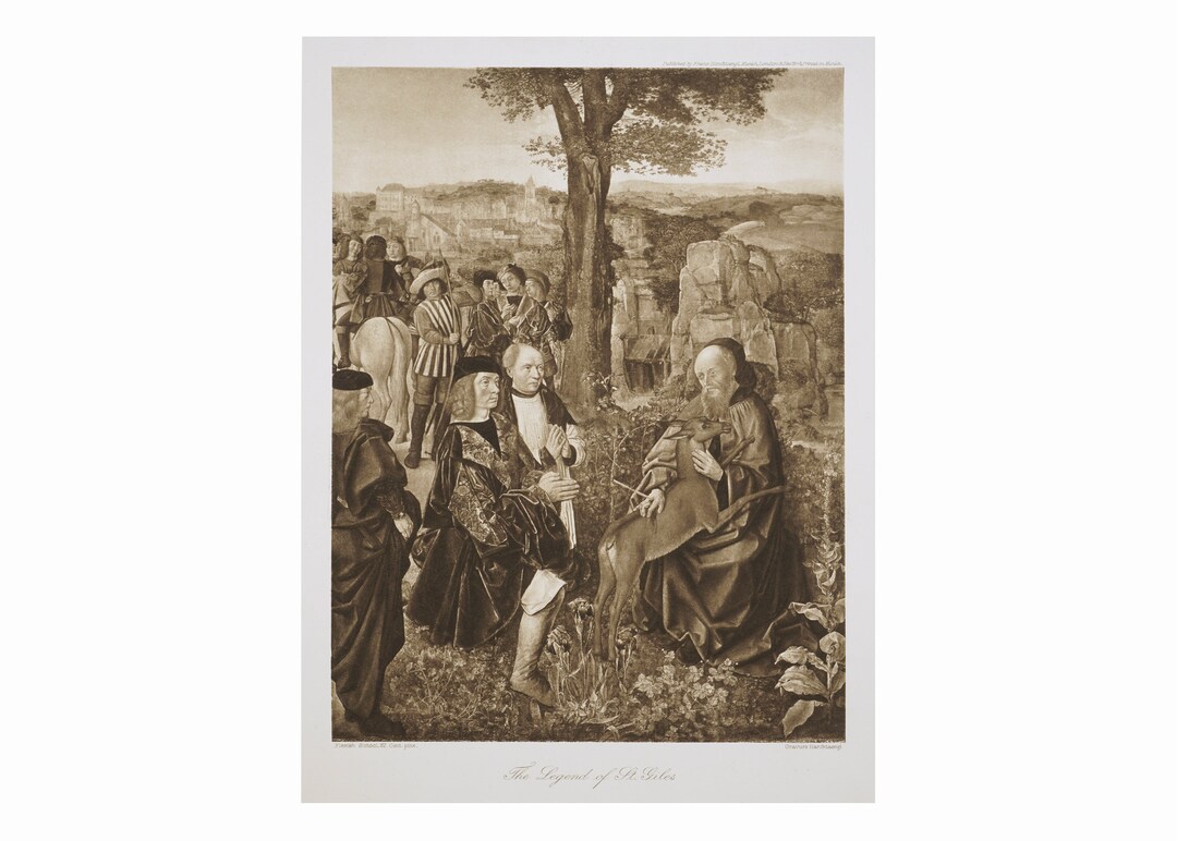 Legend St Giles Sepia Antique Photogravure Flemish School Renaissance ...