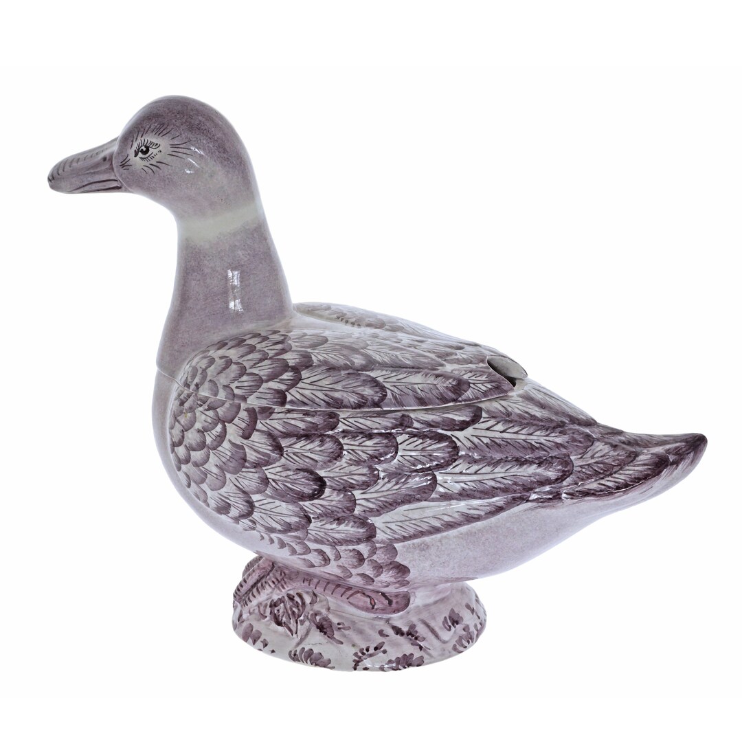 Goose Soup Tureen Lavender Centerpiece Ceramic Farmhouse Animal Decor B ...