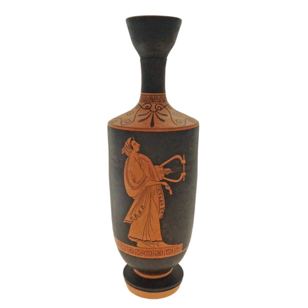 Greek Terracotta Oil Flask Ancient Classic Greek Style Lekythos Vase ...