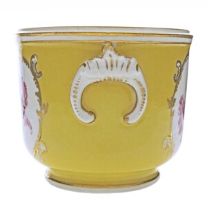 Sevres Style Cachepot Gilded Handles Porcelain Flowerpot Yellow Puce ...
