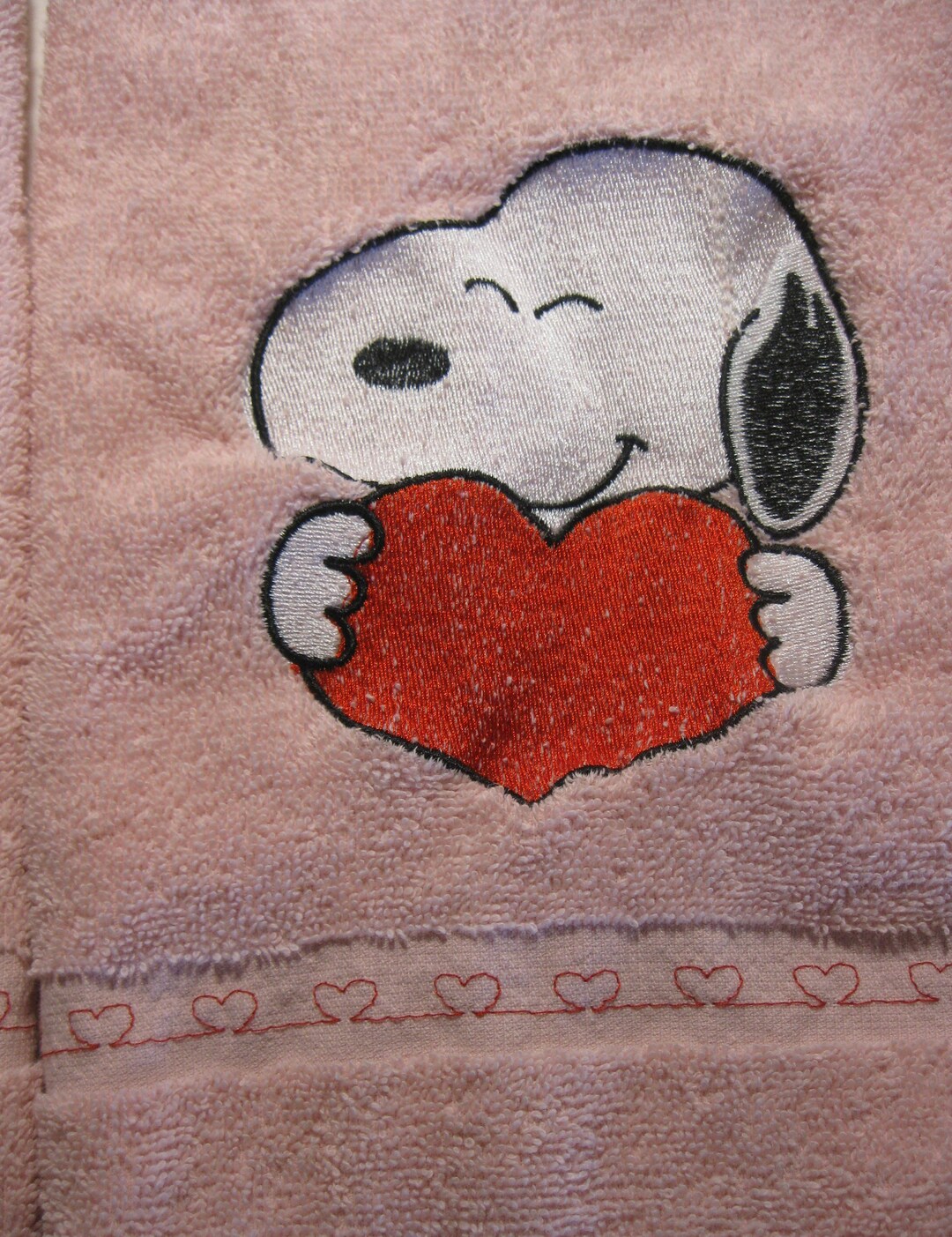 Snoopy Face With Heart Embroidered Hand Towel - Etsy UK