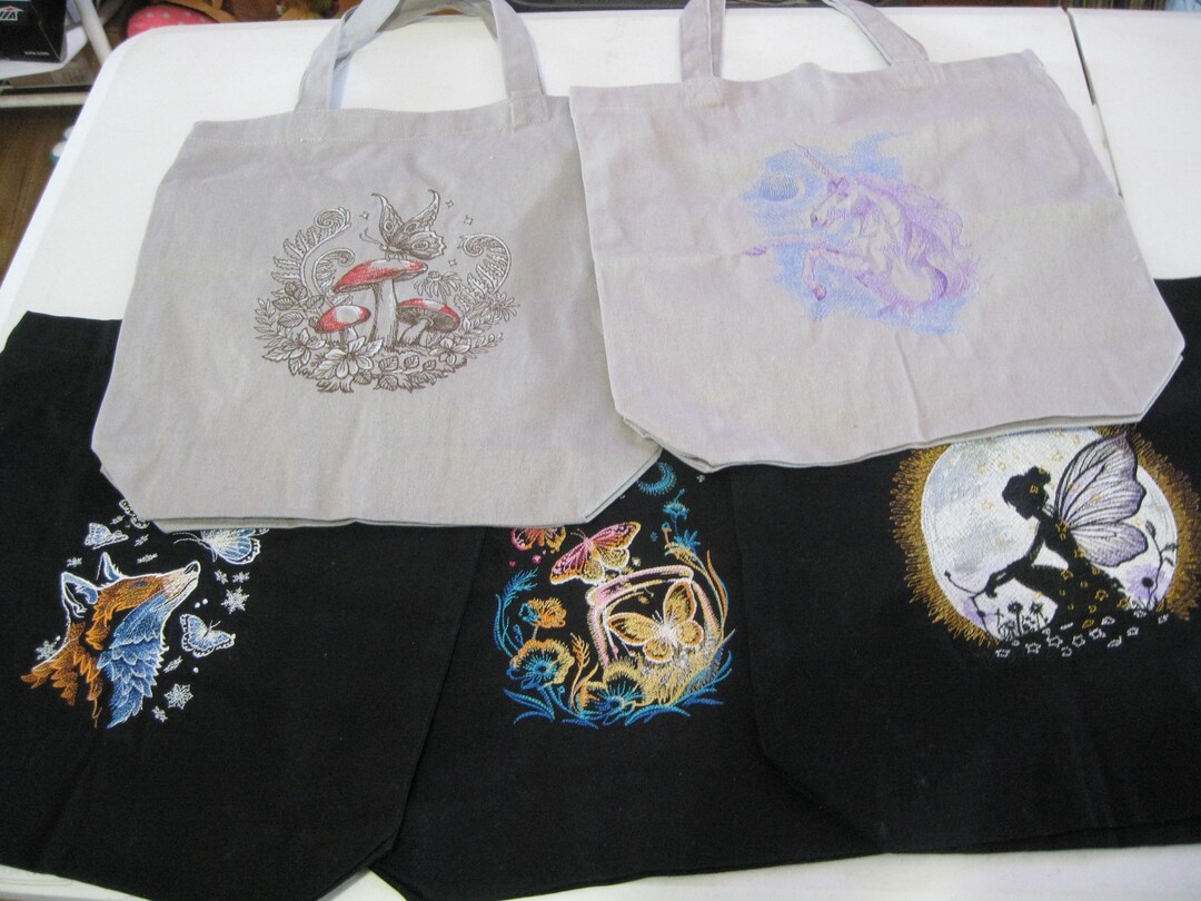 Fantasy Embroidered Canvas Tote Bags Group #1 - Etsy