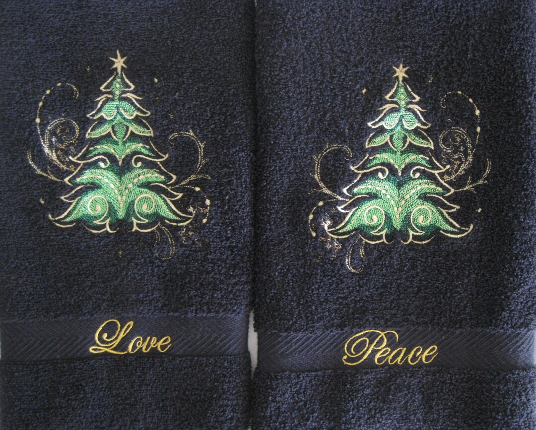 Christmas Tree Embroidered Hand Towel - Etsy