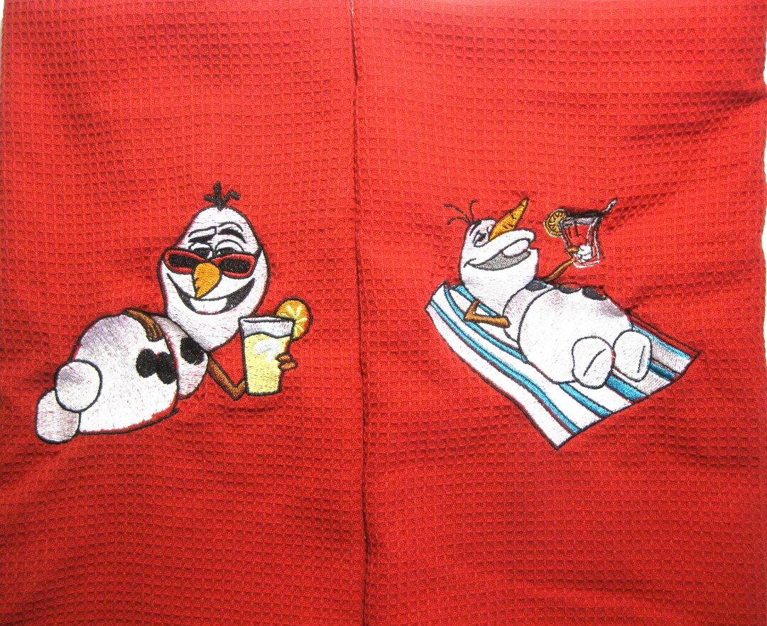 Embroidered Olaf Kitchen Towel Set - Etsy