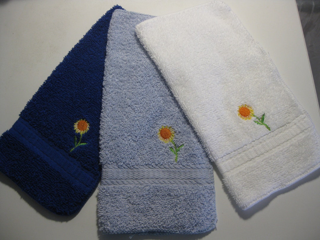 Flower Embroidered Face Cloth Set - Etsy