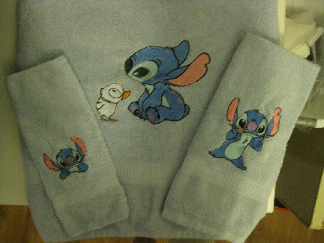Stitch Embroidered Bath Towel Set - Etsy