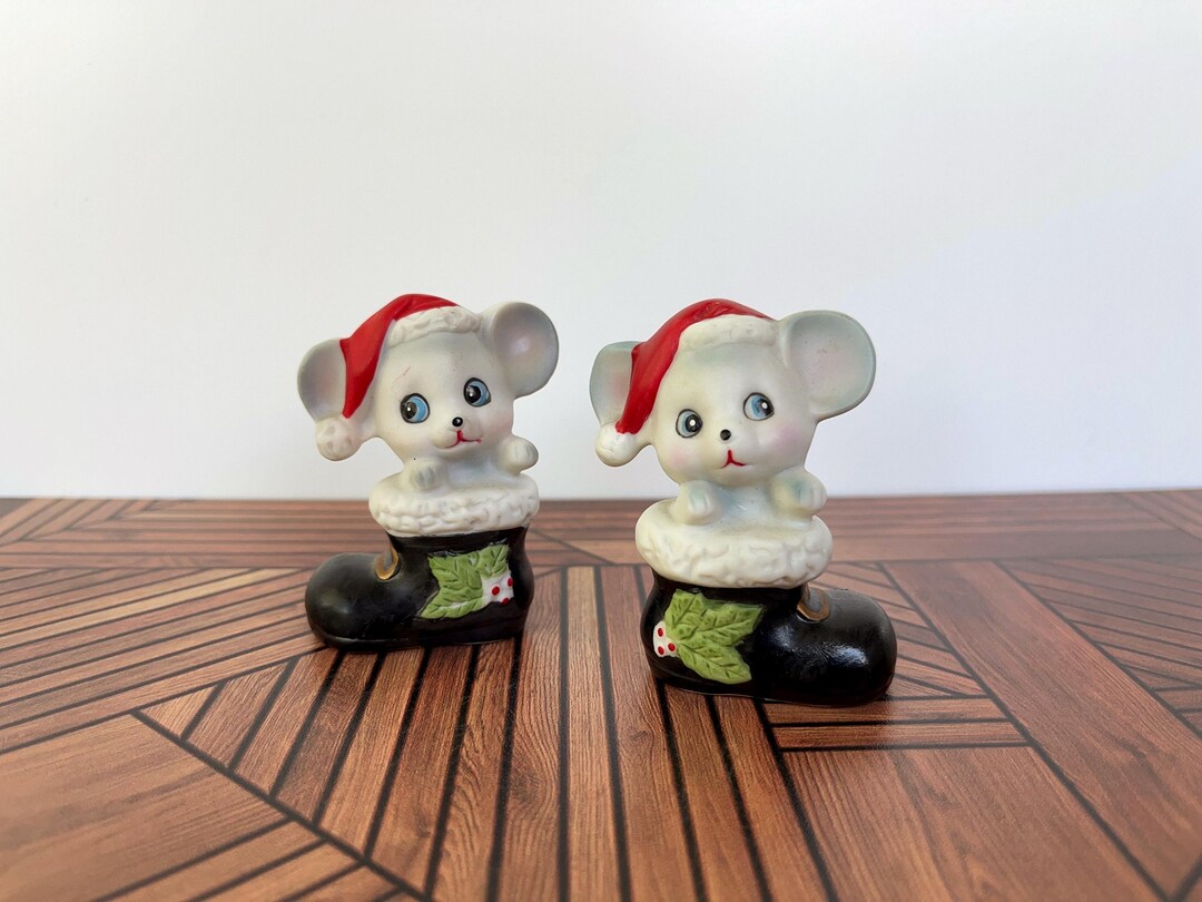 Homco Christmas Mouse Figurines, Homco Santa Mice, Mice in Stockings ...