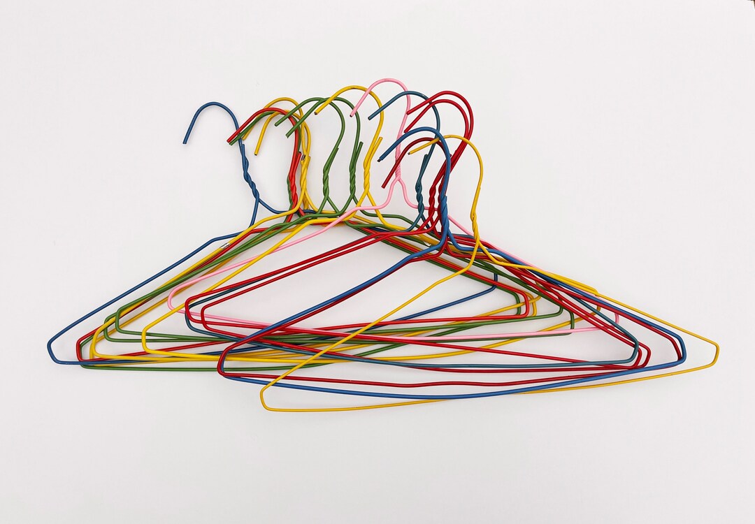 Vintage Colorful Clothes Hangers, Vinyl Dipped Wire Hangers, Rainbow ...