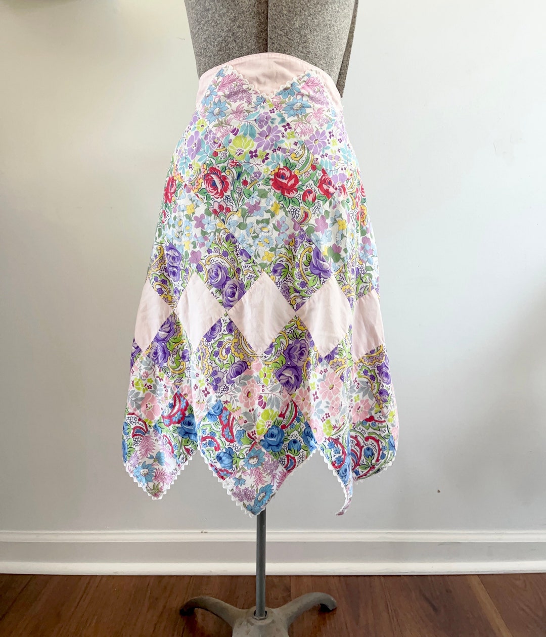 Vintage Patchwork Apron Vintage Waist Apron Colorful Floral - Etsy