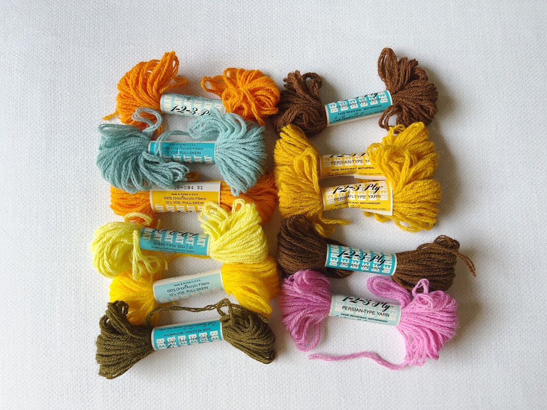 Deadstock Persian Yarn, 1-2-3 PLY Persian Type Yarn, Bright Color Lot ...