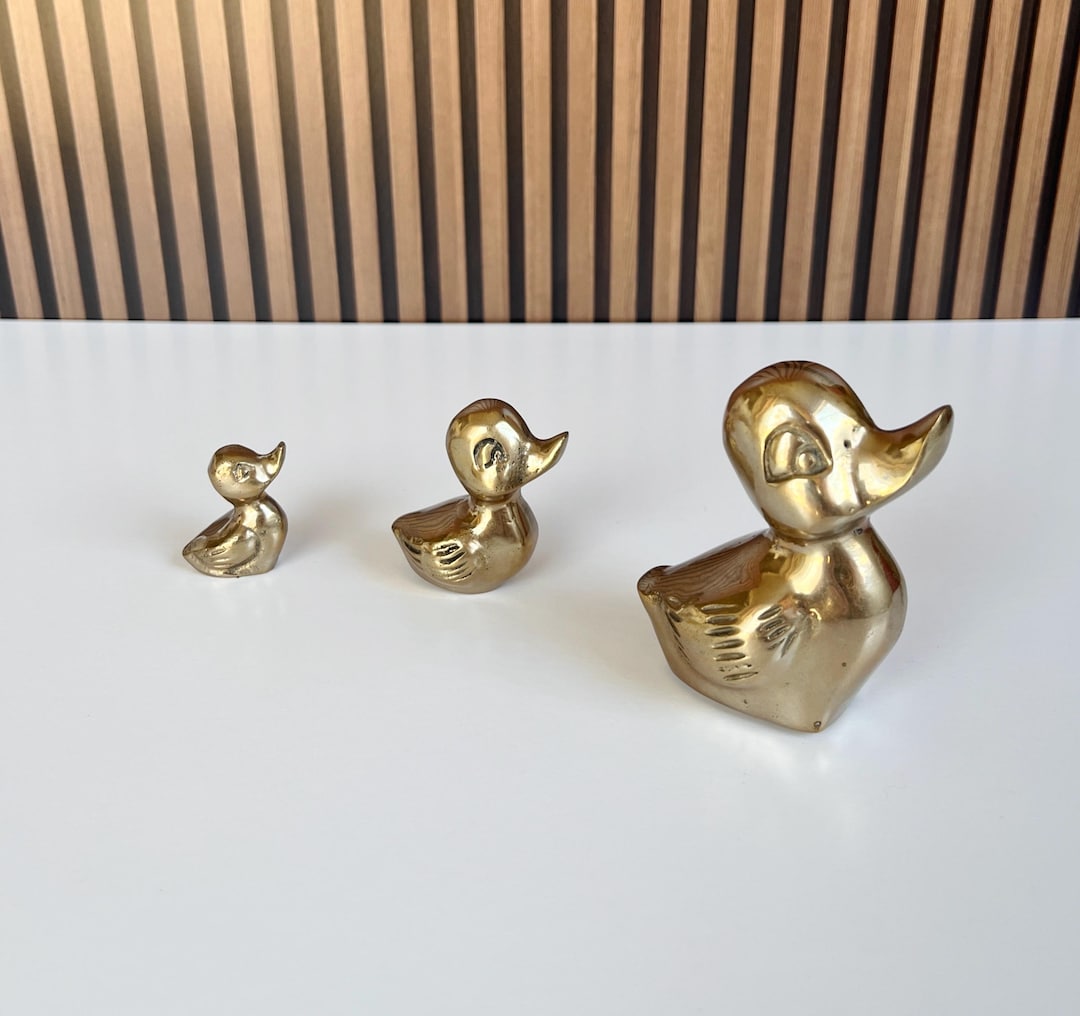 Brass Duck Family, Vintage Solid Brass Ducks, Mama and Ducklings, Brass ...