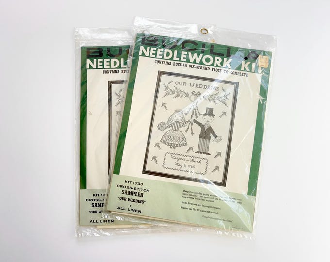 Bucilla Wedding Needlework Kit, 60s Wedding Cross Stitch Sampler Kit ...