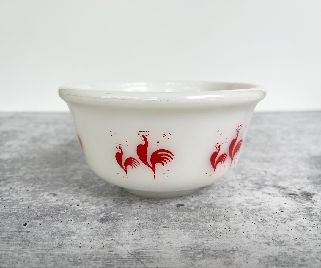 Vintage Hazel Atlas Rooster Bowl, Small, Red Rooster Bowls, Hazel Atlas ...
