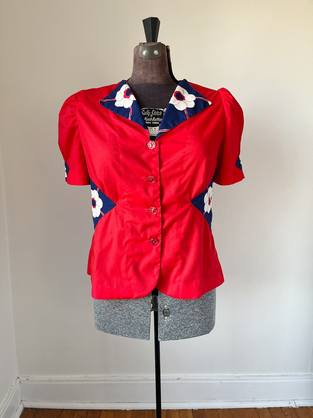 Unique Vintage Top Handmade Vintage Red Button up Blouse - Etsy
