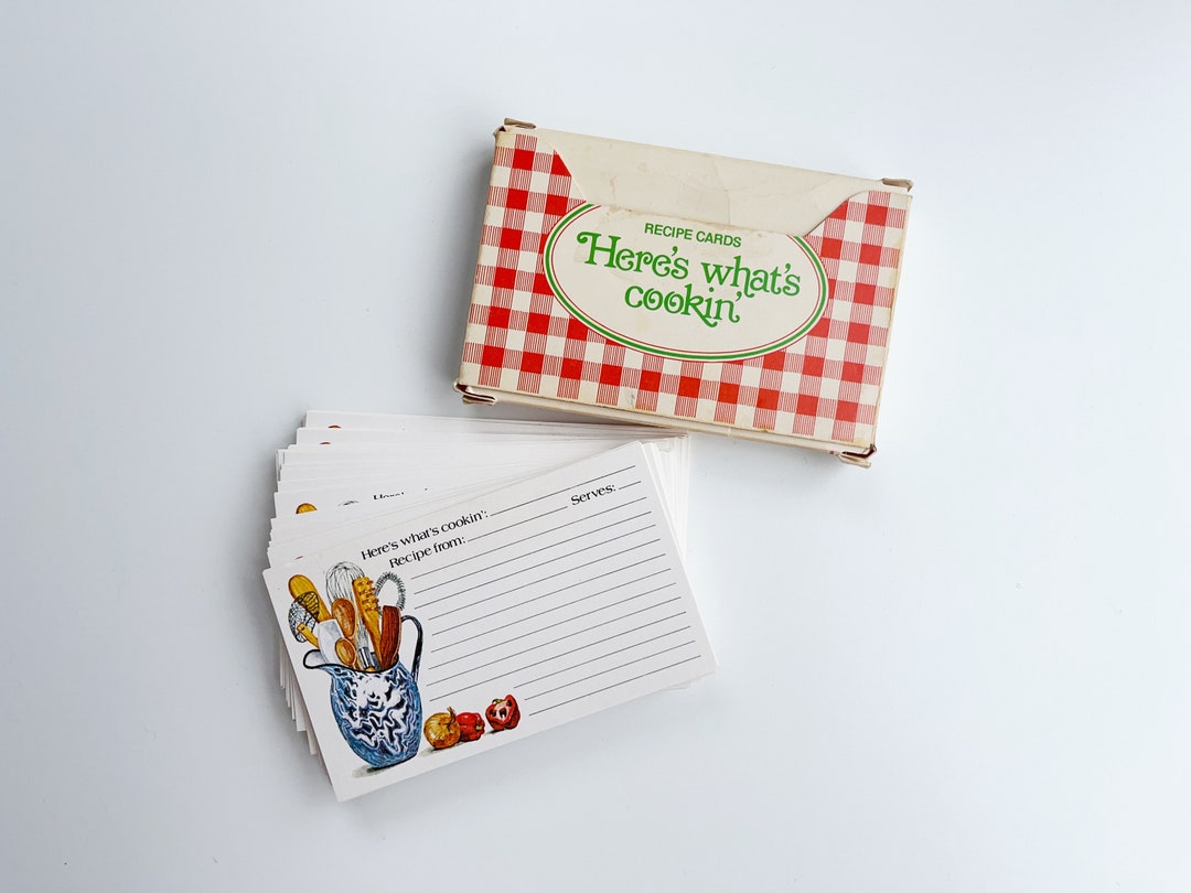 Here's Whats Cookin' Recipe Cards, 3 X 5 Inch Index Cards, Vintage ...