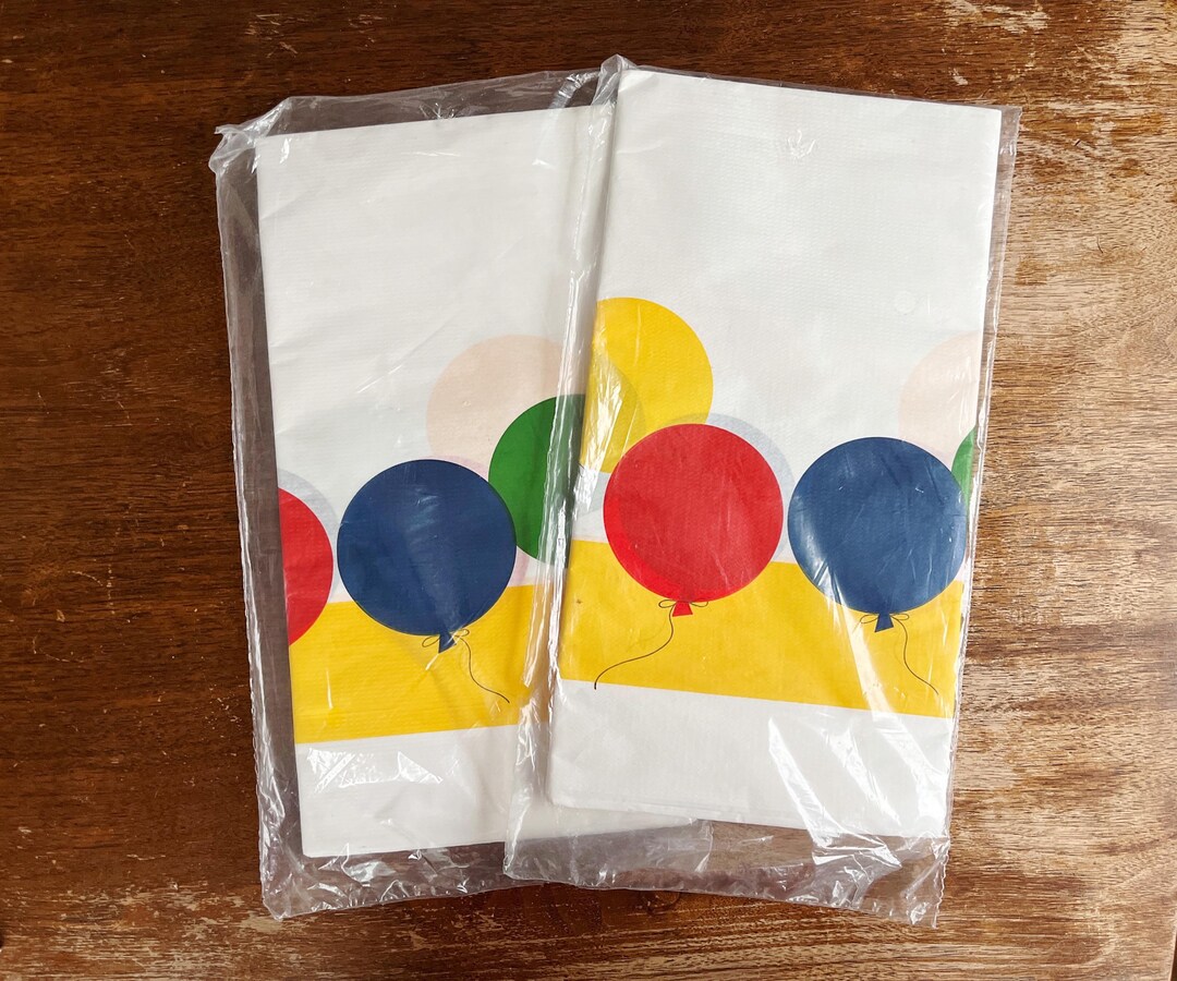 Vintage Balloon Table Cover, 80s Party, Party House, Primary Colors ...