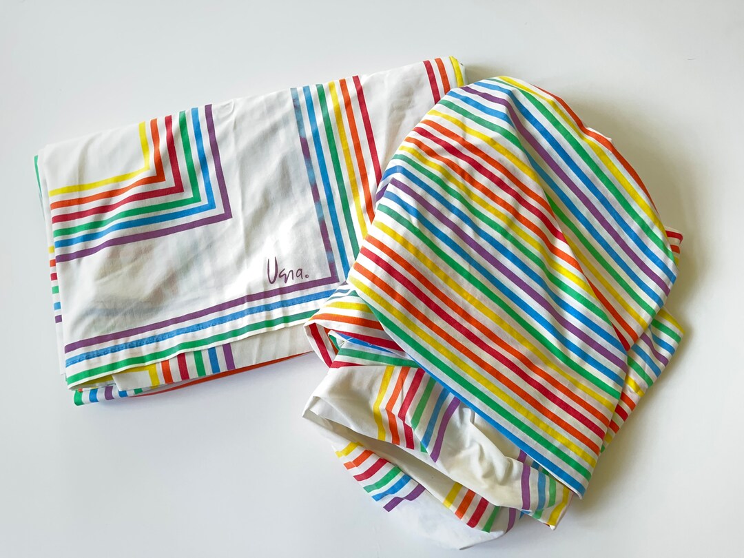 Vera Rainbow Sheets, Full Flat, XL Twin Fitted, Vintage Vera Neumann ...