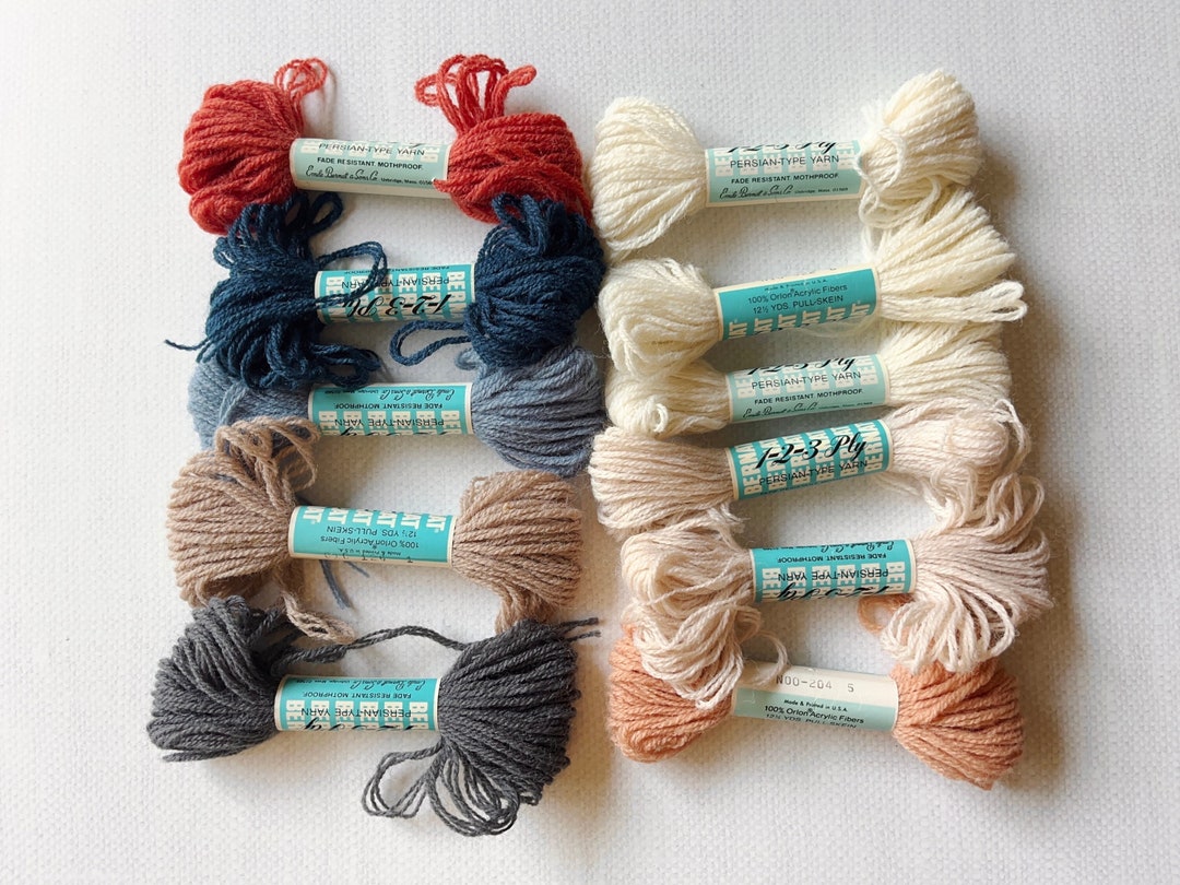 Deadstock Persian Yarn, 1-2-3 PLY Persian Type Yarn, 100% Orlon Acrylic ...