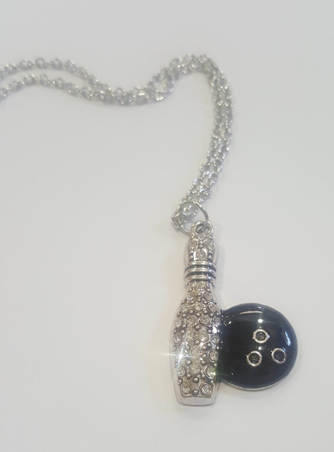 Bling Bowling Ball & Pin Clear Rhinestone Necklace Jewelry Gift - Etsy