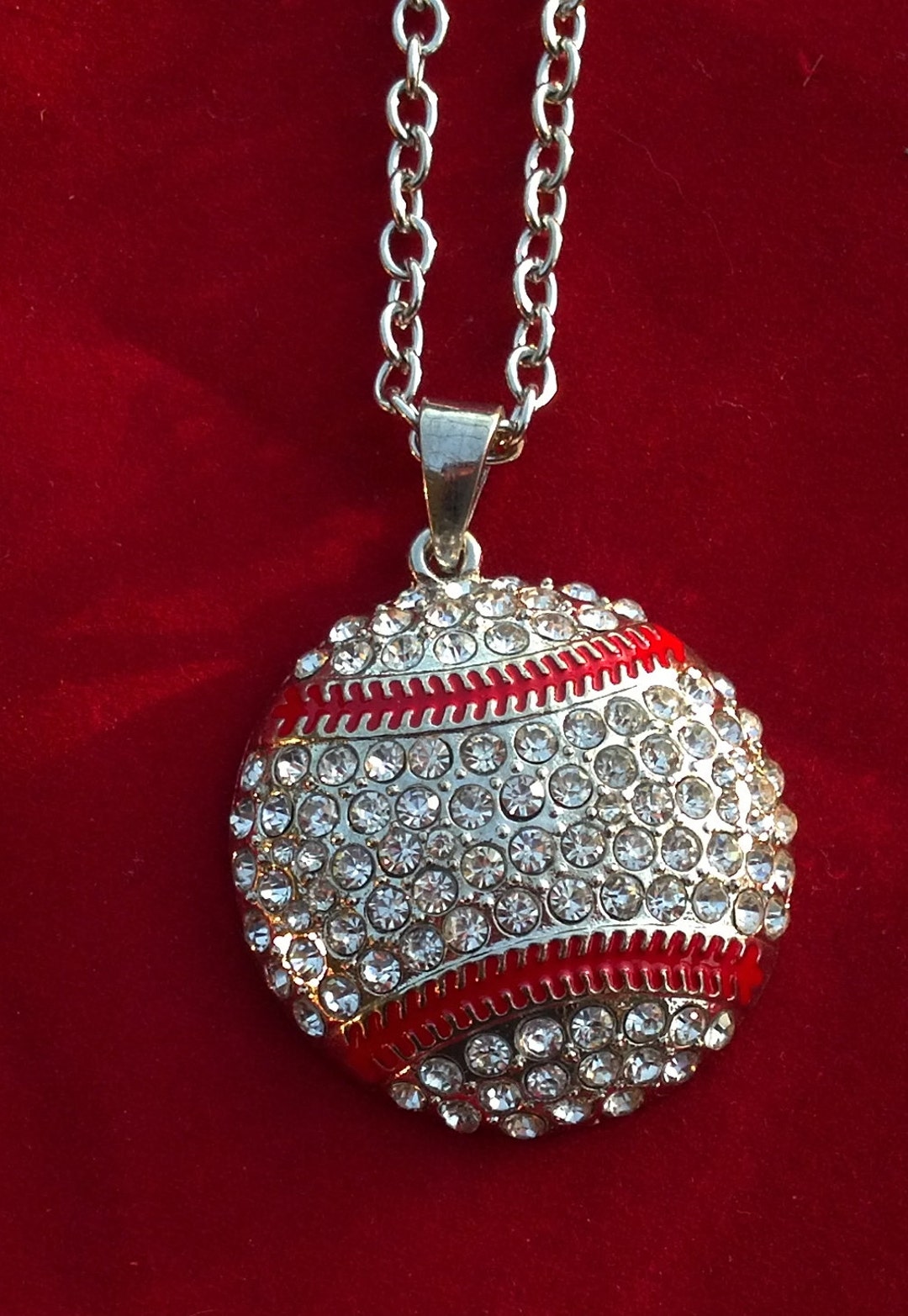Large Bling Baseball Necklace With Rhinestones - Etsy