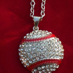 Large Bling Baseball Necklace With Rhinestones - Etsy