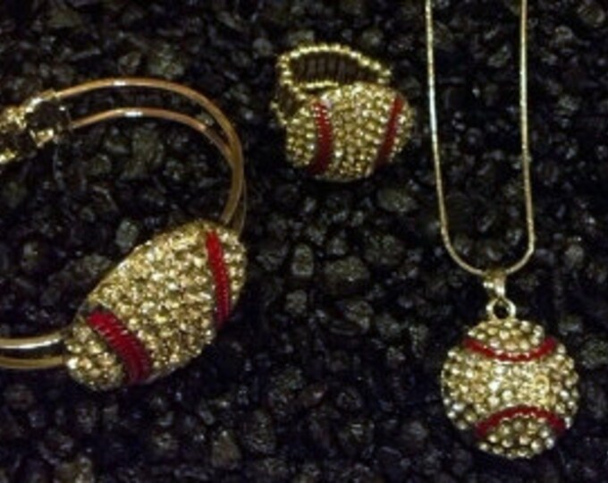 Baseball Rhinestone Lot bracelet, Ring & Necklace - Etsy