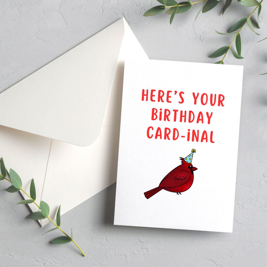 Cardinal Birthday Card | Bird Lover Greeting Card (blank Inside) - Etsy