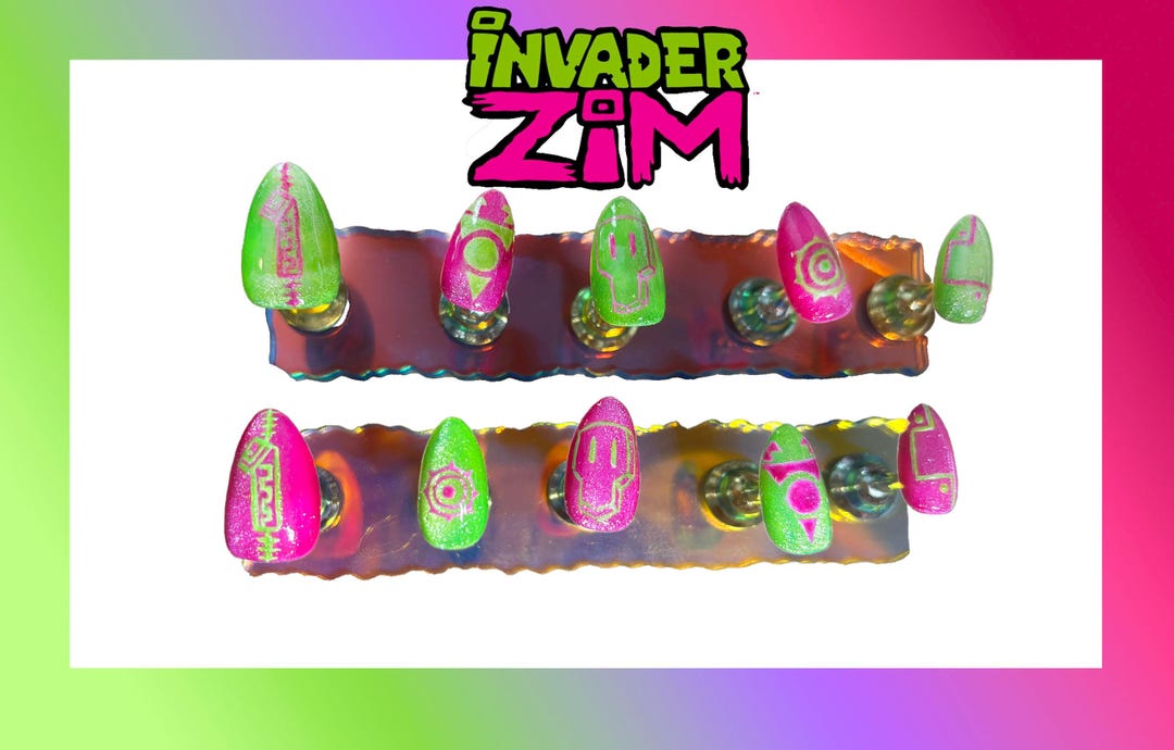 Custom Invader Zim Press on Nails – Handmade in USA - Etsy