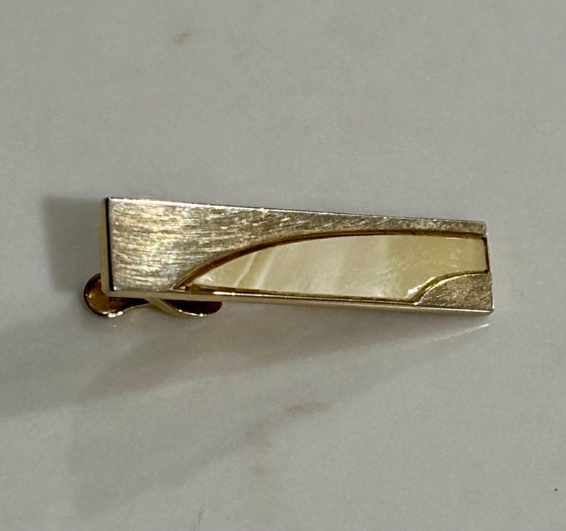 Vintage Tie Clip Gold Tone Swank Necktie Holder Mother of Pearl-like ...