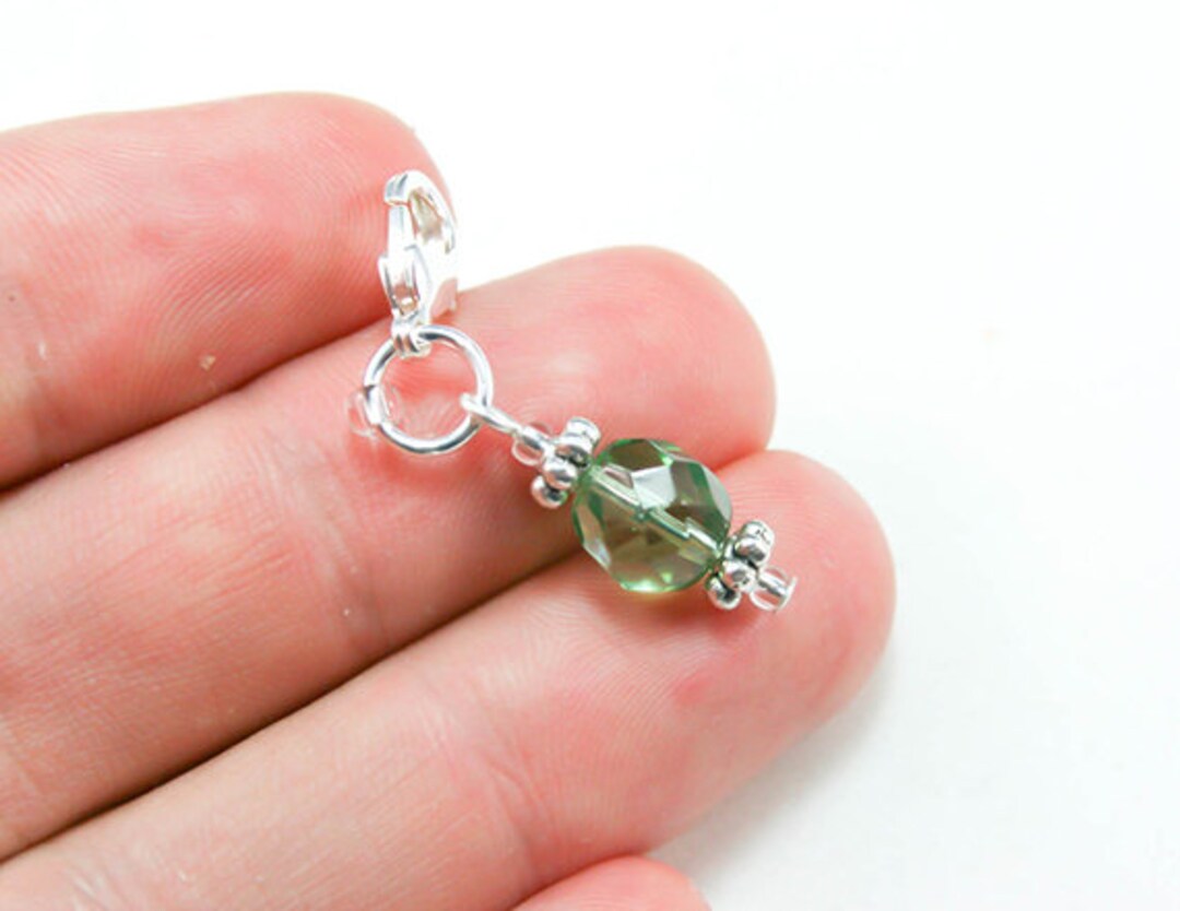 Green Birthstone Charm. Birth Stone Charm in Green. Beaded Crystal ...