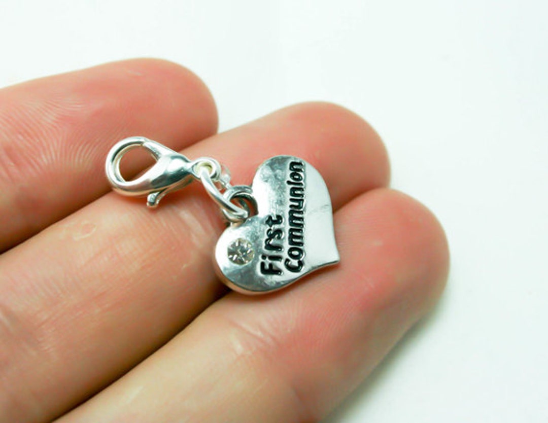 First Communion Charm. Heart Charm With Clip for First Communion ...