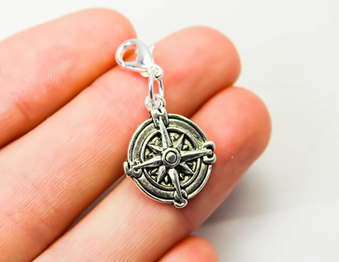 Compass Clip on Charm | Add on Navigation Clip on Charm | Bracelet Ad ...