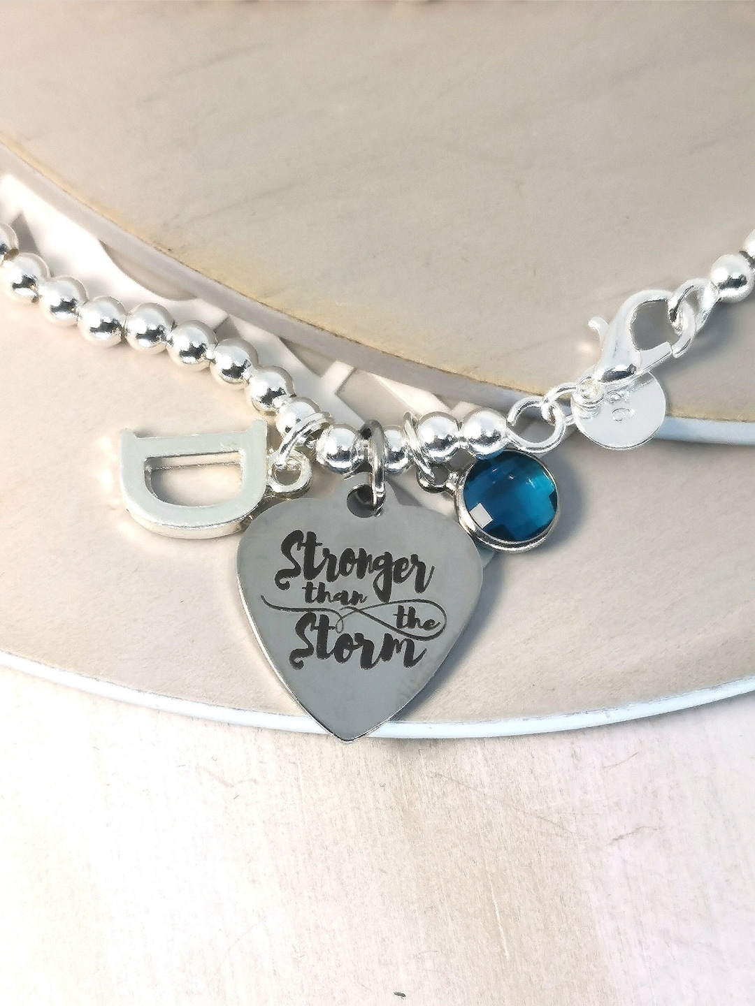 Stronger Than the Storm Bracelet - Be Strong Silver Beaded Bracelet ...