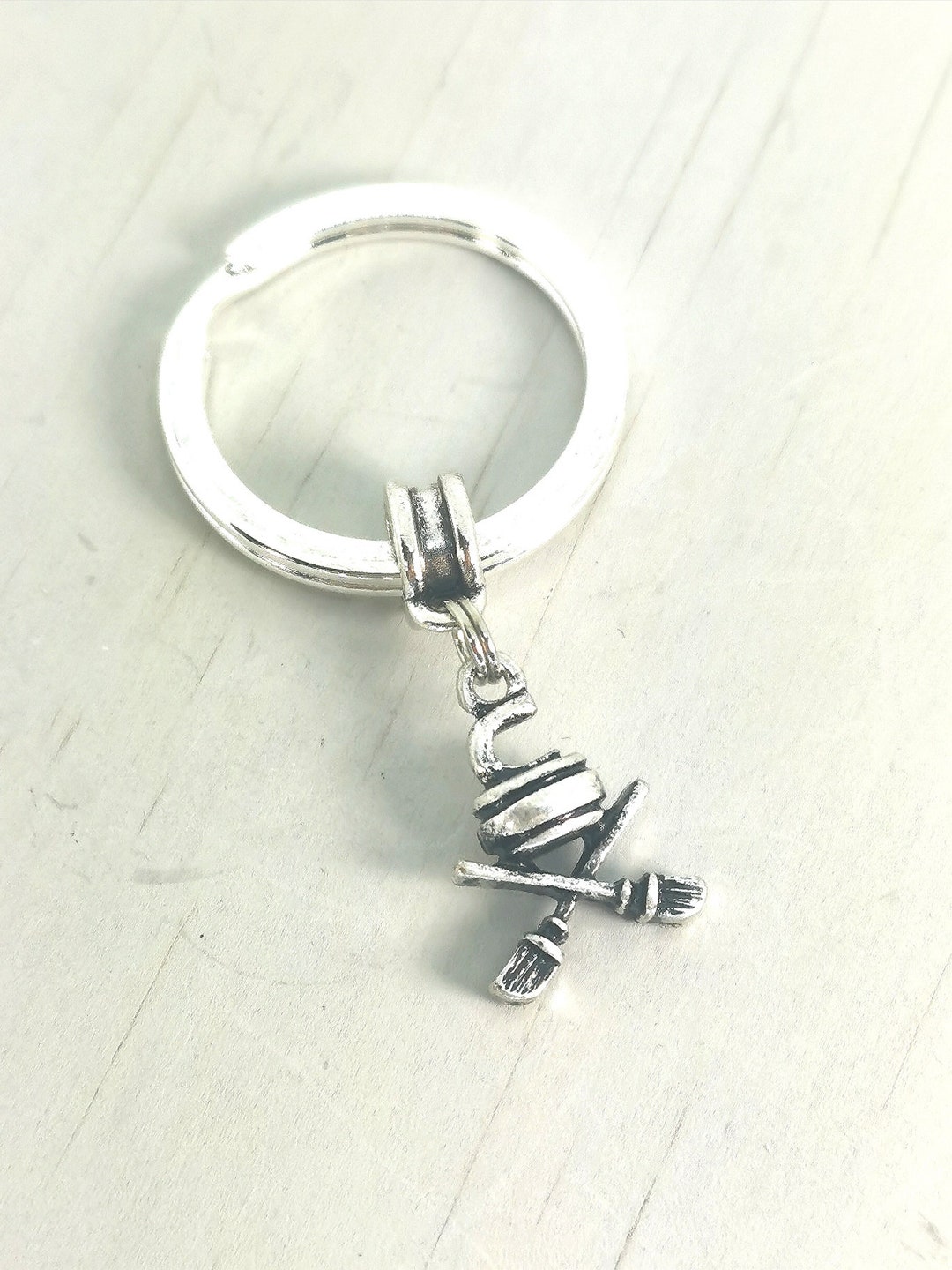 Antique Silver Curling Charm - Curling Keychain - Ice Sports Charm ...