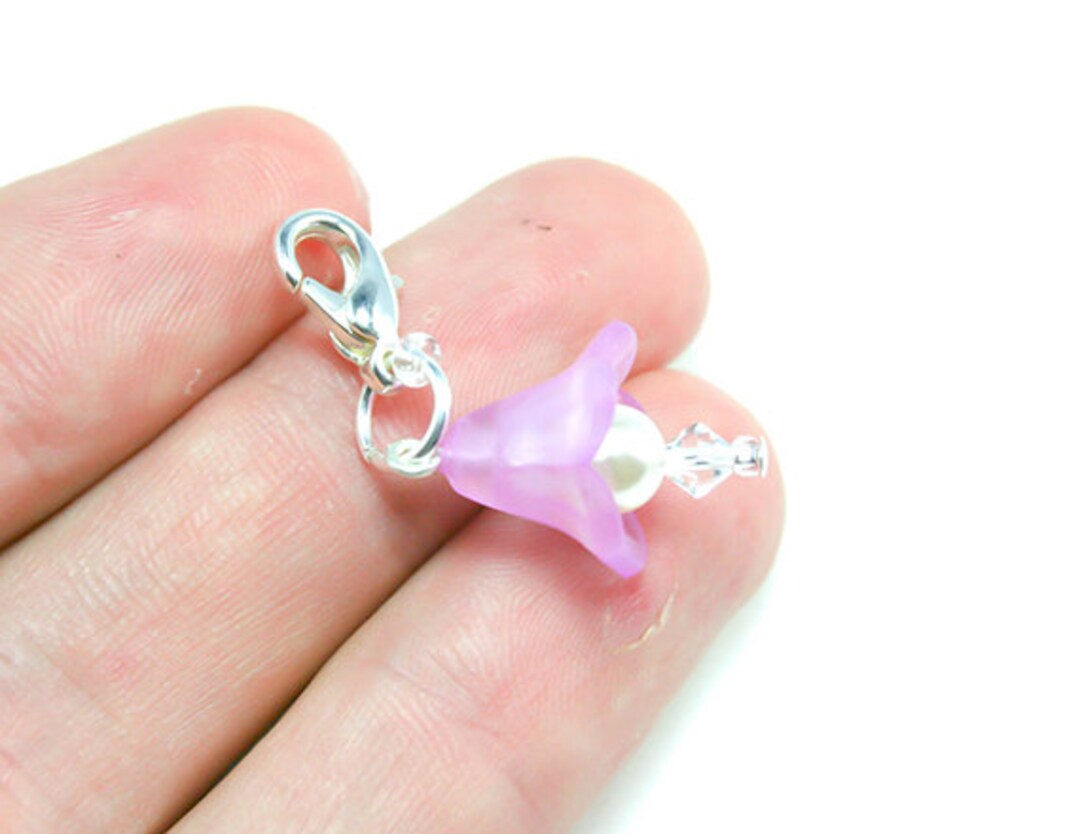 Flower Girl Charm . Pink Flower Charm. Elegant Wedding Flower Charm ...