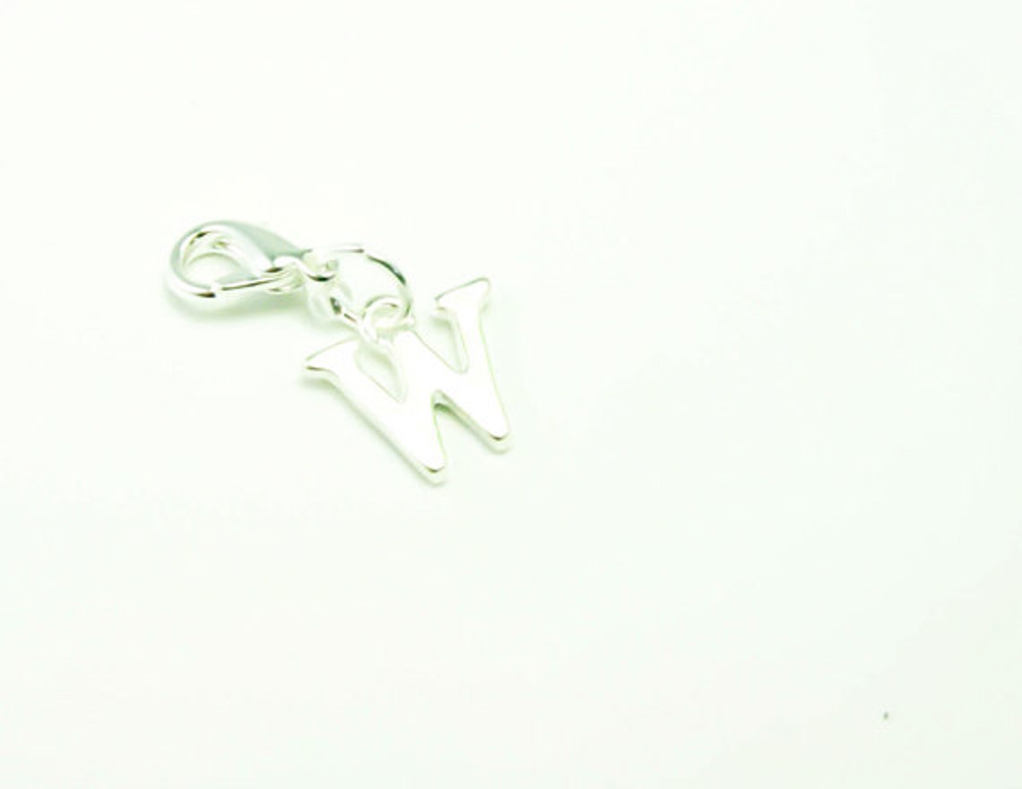 Initial W Silver Letter W Charm. Clip on Charm. Custom - Etsy