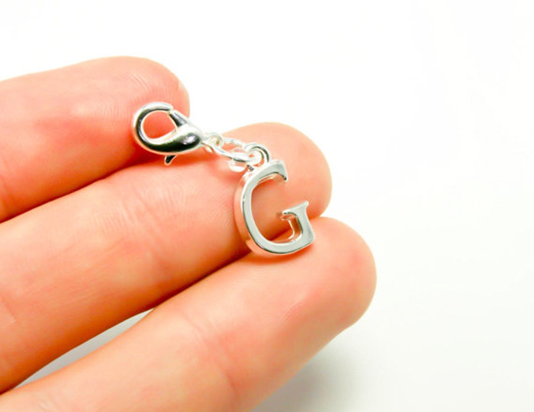 Initial G Clip on Charm - Letter G Charm. Silver Letter G Charm ...