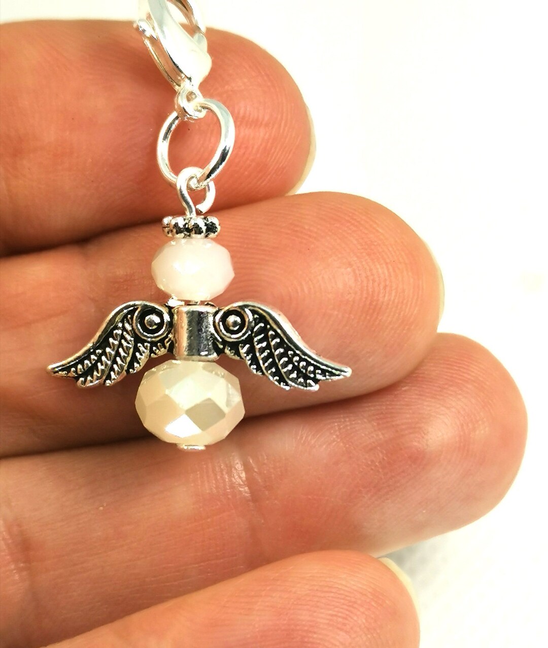 Crystal Clip on Angel Charm - Beaded Clip on Angels Wings - Supportive ...